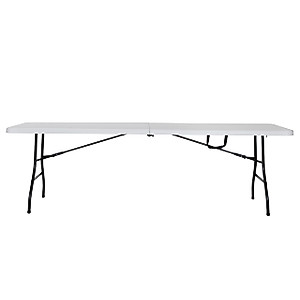 COSCO Fold-in-Half Banquet Table w/Handle, 8ft, White
