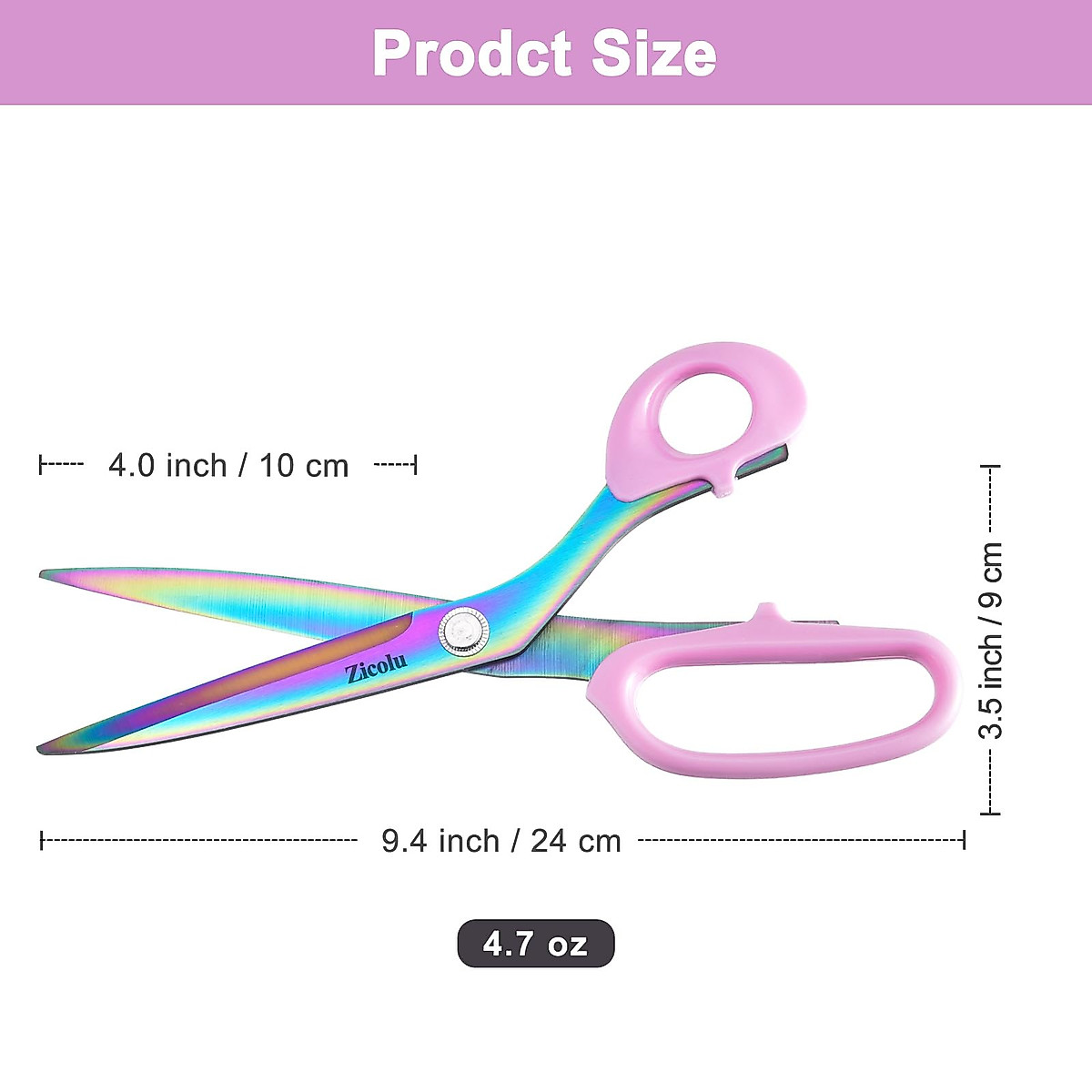 Fabric Scissors, 9" Titanium Coating Sewing Scissors, All Purpose Sharp Heavy Duty Fabric Scissors for Cutting Clothes Leather Classic Stainless Steel Professional Fabric Shears for Tailor Home, Pink