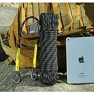 WEREWOLVES Climbing Rope, 32ft/65ft/98ft/165ft/230ft High Strength Outdoor Safety Static Rock Climbing Rope, Escape Rope, Rappelling Rope, Fire Rescue Parachute Rope (Blcak 8mm, 32FT(10M))