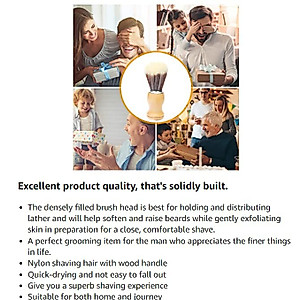 Luxxii - Men's Shaving Brush with Wooden Handle Pure Big Nylon Hair Soft Face Cleaning Makeup Facial Razor Brush Shave Tools