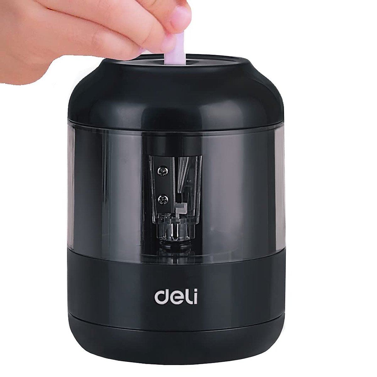 Deli Electric Pencil Sharpener,5,000 Times for Tungsten Steel Blade,1 Year Warranty (Jet Black)