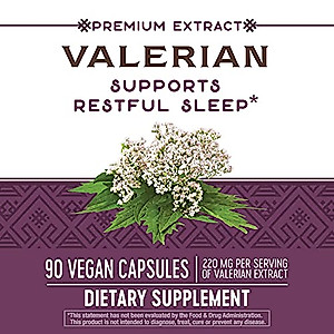Nature's Way Valerian; 08% Valerenic Acids; Non-GMO Project Verified; Gluten Free; 90 VCaps (Pack of 2)