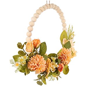 ULDIGI Faux Wood Bead Garland Green Wreath Artificial Wreath Wall Stickers& Murals Table Wreath Garland Fall Front Door Wreaths Eucalyptus Hoop Wreath Plastic Wedding Bride Lamb