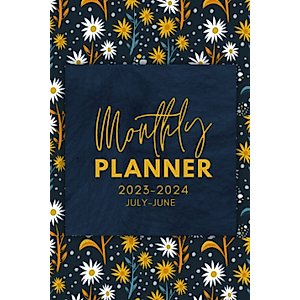 Monthly Pocket Planner July 2023-June 2024: Small Agenda and Organizer for Purse - 12 Months from July 23 to June 24 - Two Pages Per Month - Floral Cover !