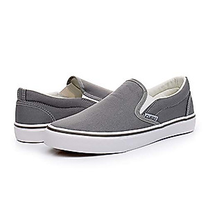 Cull4U Women's Classic Slip On Trainer Shoes (10 M US,Gray/White)