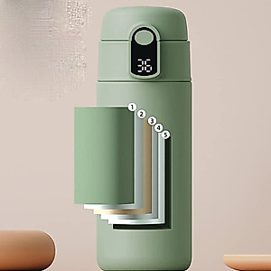 XWOZYDR Stainless Steel 316 Water Bottle with Led Digital Temperature Display Coffee Thermal Mugs Gift Cup (Color : Gray, Size : 7 * 24cm)