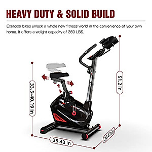 HARISON Exercise bike Stationary with 2 in 1 Table Holder, Magnetic Upright Bike Indoor Cycling Bike for Home 350 lbs Capacity (Noraml Seat)