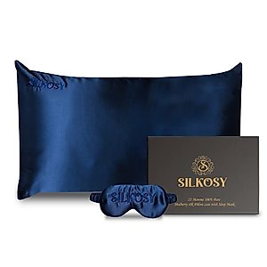 Mulberry Silk Pillowcase for Hair and Skin with Hidden Zipper, 22 Momme 100% Real Silk Pillow Case with Sleep Mask, Premium Grade 6A Silk Promotes Soft Skin, 900 Thread Count