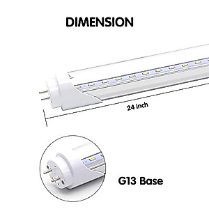 T8 T10 T12 2FT LED Light Tube - 8W LED Replacement for 24 inch Fluorescent Bulb, 20W Equivalent, 1120Lm, 5000K Daylight White, Ballast Bypass, Dual-End Powered, Clear Cover (Pack of 4)