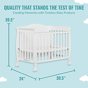 Dream On Me Addison Full Panel 4-in-1 Convertible Mini Crib in White, JPMA Certified Baby Crib, Non-Toxic Finish, New Zealand Pinewood, Low to Floor Design