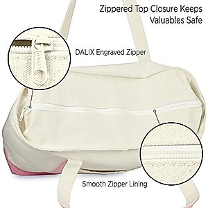 DALIX Personalized Shopping Tote Bag Monogram Pink Ballent Zippered Letter- E