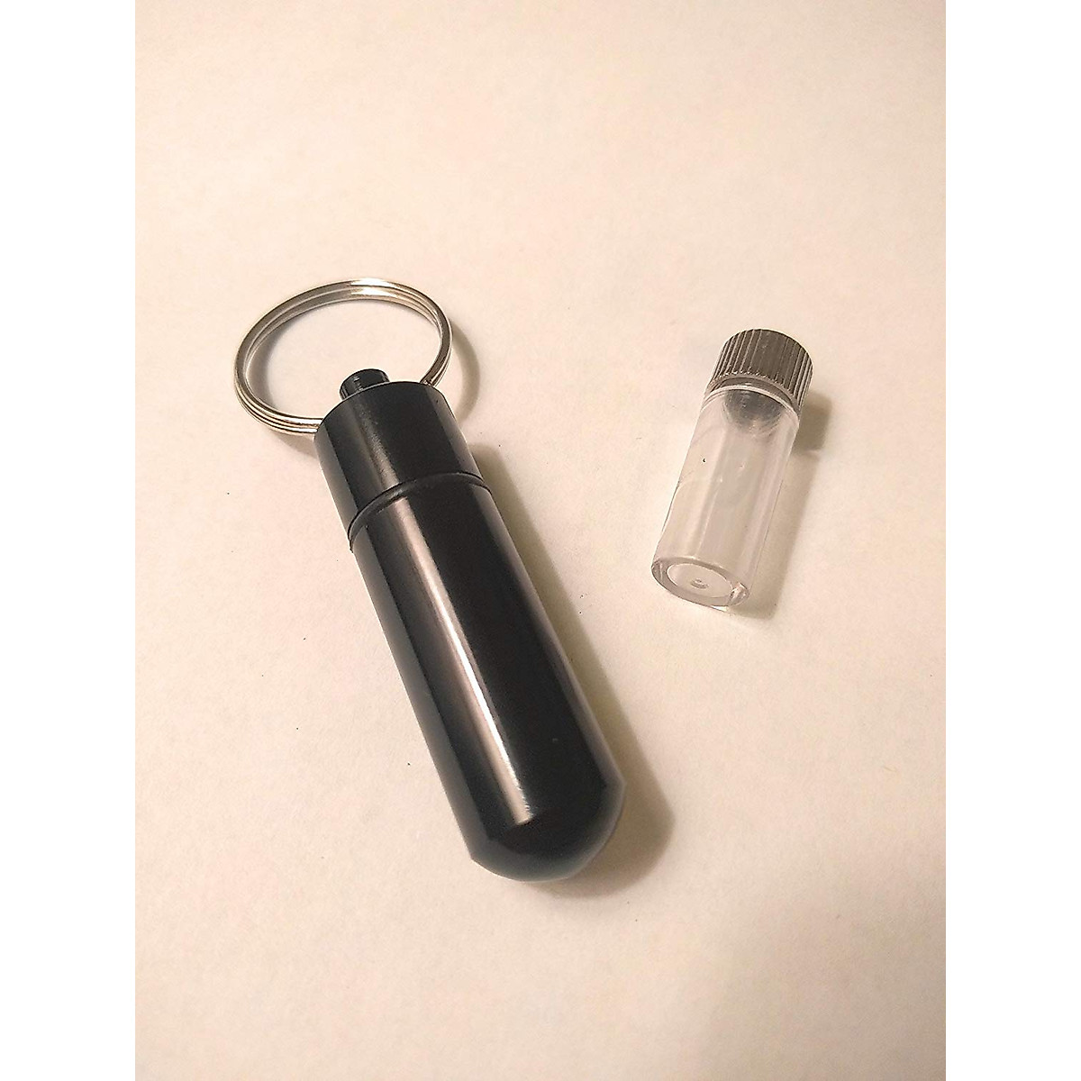 LDS Oil Vial Keychain – Aluminum Anointing Oil Container with Rubber Seal – Small Essential Oil Holder for Elders or Sons (1 Pack, Black)