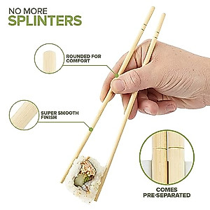Stock Your Home Disposable Bamboo Chopsticks, Bulk Chopsticks (50 Count), Separated Bamboo Chop Sticks for Sushi, Chinese, Japanese, and Asian Food, Smooth Wooden Chopsticks, Disposable Chopsticks
