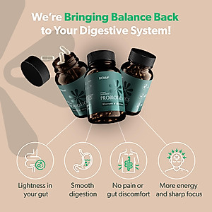BIOMA Probiotics for Weight Management & Digestive Health, 3 in 1 Gut Health Probiotics and Prebiotics/Postbiotics, Slow Release Synbiotic Probiotic Capsules for Gut Health Multi Enzyme (60 Caps)