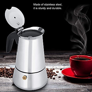 Fdit Portable Stainless Steel Coffee Pot Moka Espresso Maker Mocha Pot Moka Stove 100ml/200ml/300ml/450ml (1#)