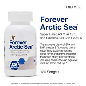 Forever Living - Arctic Sea Omega-3 - Supplement, EPA and DHA Fatty Acid Blend, Supports Heart, Brain, and Eye Health, Gluten-Free, 120 Softgels