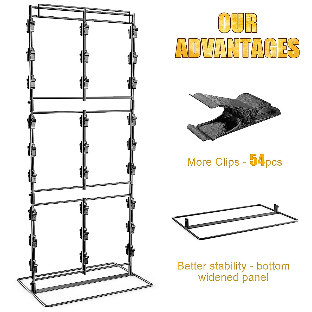 Eazy2hD Upgraded Potato Chip Rack Display with 54 Clips, 3-Row Chip Stand Display for Party, Countertop Chip Bag Holder, 30"x13.6" Matte Black Snack Display for Counter, Snack Rack Organizer