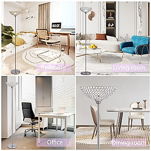 Trssdre Spherical Crystal Floor Lamp, 1-Light Modern Chrome Finish Floor Lamp, Crystal Floor Lamp Fixture for Living Room, Bedroom, Dining Room, Office, E26 Base, LED Bulb Included