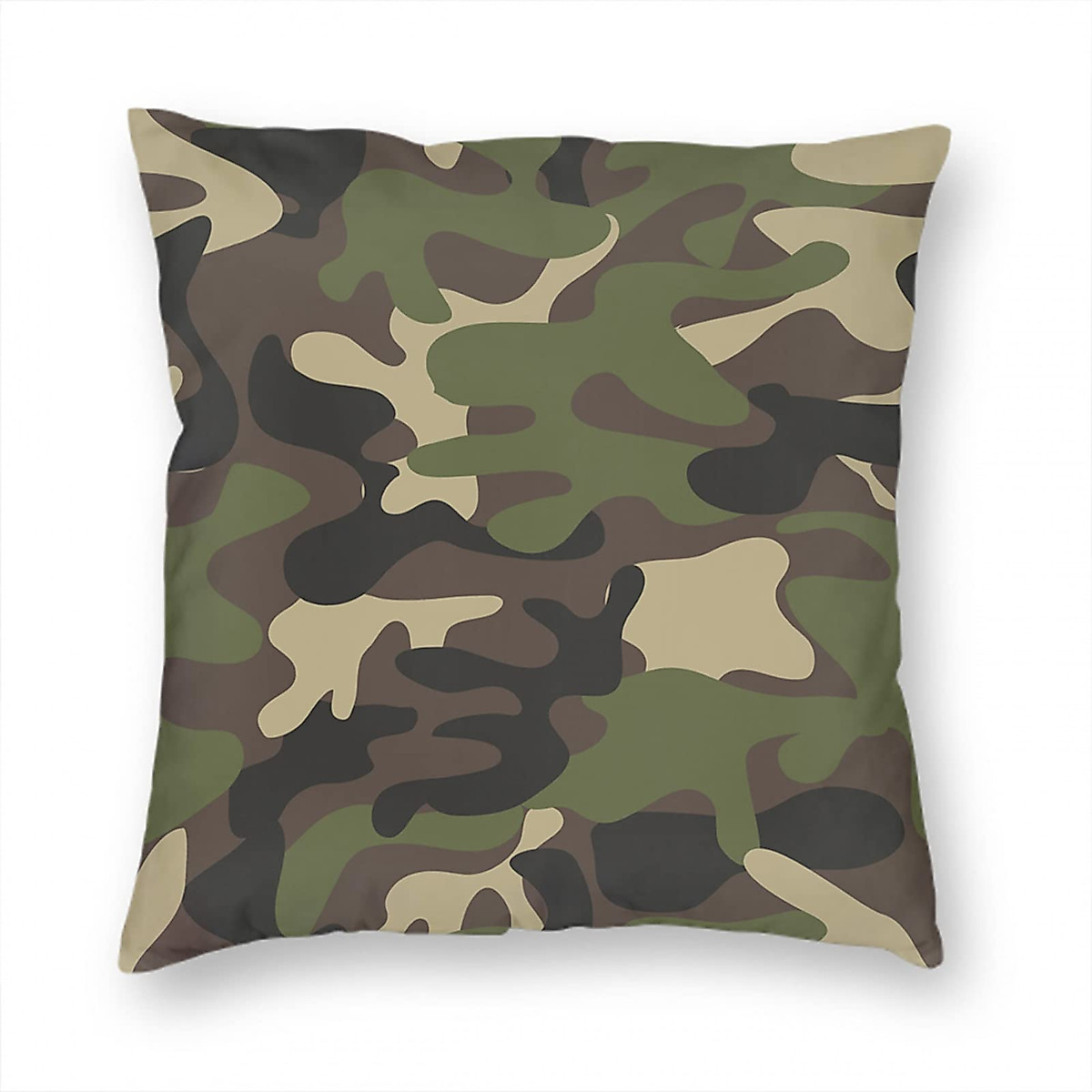 MURUFUL Throw Pillow Covers Beige Camoflauge Pattern Military Woodland Style Classic Camo Brown Army Cotton Linen Cushion Covers Home Decorative Throw Pillowcases 12”×12”for Patio Sofa Couch