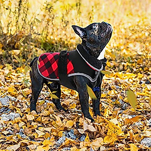 ROZKITCH Reversible Dog Winter Coat Vest, British Style Plaid Fleece Warm Christmas Clothes, Warm Reflective Cold Weather Dog Jacket with Harness Hole for for Small Medium Large Dogs Puppy 3XL