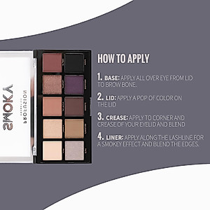 Profusion Cosmetics 10 Shade Eyeshadow Palette - High Pigmented Multi-Finish Colors, Vegan & Cruelty-Free, Create Stunning Looks On-the-Go - Travel-Friendly & Versatile Makeup, Smoky