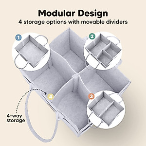 KeaBabies Baby Diaper Caddy Organizer and Portable Diaper Changing Pad - Large Baby Organizer - Waterproof Foldable Baby Changing Mat - Diaper Organizer For Changing Table - Travel Diaper Change Mat