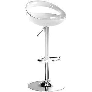 Flash Furniture Wilson 2 Pack Contemporary White Plastic Adjustable Height Barstool with Rounded Cutout Back and Chrome Base