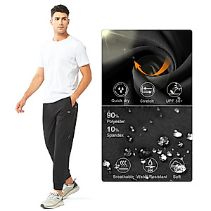NORTHYARD Men's Athletic Running Pants Lightweight Workout Joggers Quick Dry Gym Sweatpants Active Sports Track Training Black L