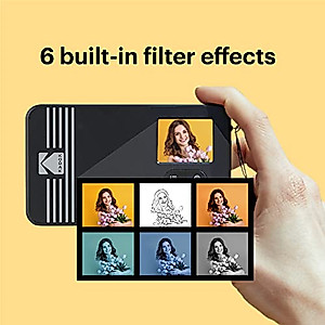 KODAK Mini Shot 2 Retro 4PASS 2-in-1 Instant Digital Camera and Photo Printer (2.1x3.4 inches) + 8 Sheets, White