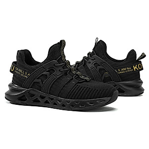 koppu Boys Girls Shoes Non-Slip Tennis Shoes Fashion Lightweight Breathable Kids Sneakers for Little Kids/Big Kids（Black 1）