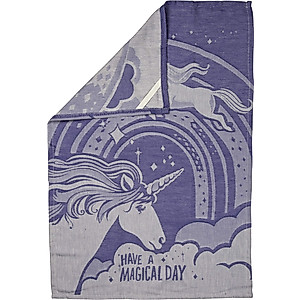 Primitives by Kathy Unicorn Dish Towel - Have a Magical Day - Soft and Absorbent Woven Cotton Jacquard Kitchen Towel, 20" x 28"