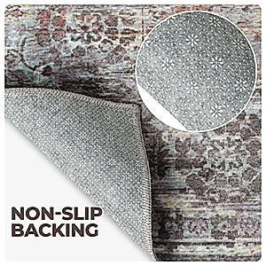 BNM Indoor Runner Rug, Non-Slip Backing for Kids or Pets, Entryway, Living Room, Kitchen, Dorm, Bedroom, Hallway, Machine Washable Rugs, Floor Cover, Diamond Lattice Home Decor, 2' 7" x 8', Cream