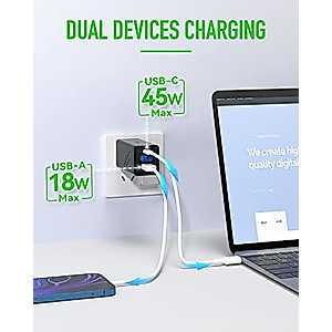 65W USB C Charger, Feiger 65W PD 3.0 GaN Wall Charger 2-Port PPS Fast Charger USB C Power Adapterwith LCD Screen Power Display…