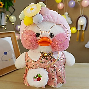 LALAFANFAN Duck Plush Clothes 4 Packs, Kawaii Duck Stuffed Animal Plush Clothes / 13 Accessories (red)
