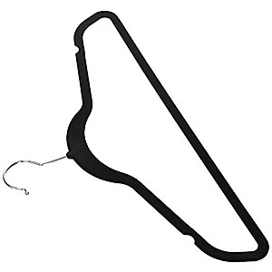 BriaUSA Velvet Suit Clothes Hangers Multipurpose Slim with Notched Shoulders & Swivel Chrome Hooks – Black – Set of 10