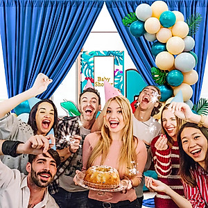 10 x 10 Feet Blue Backdrop Curtain for Partie, Background Curtains for Photoshoot, Birthday, Wedding, Halloween, Thanksgiving, Christmas, New Year Party Decorations 5Ft x 10Ft, 2 Panels