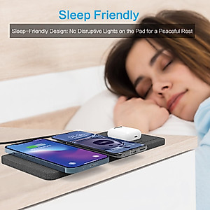 Wireless Charging Pad, ZealSound Ultra-Slim Triple Wireless Charger Station for Multiple 3 Devices & New Airpods Ultra Slim PU Leather Wireless Charging Mat W/AC Adapter for Smartphone Phone (Gray)