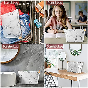 LAIXING Marble Makeup Bag Large Cosmetic Bag Portable Waterproof Organizer Bag Travel Toiletry Pouch for Women Girls