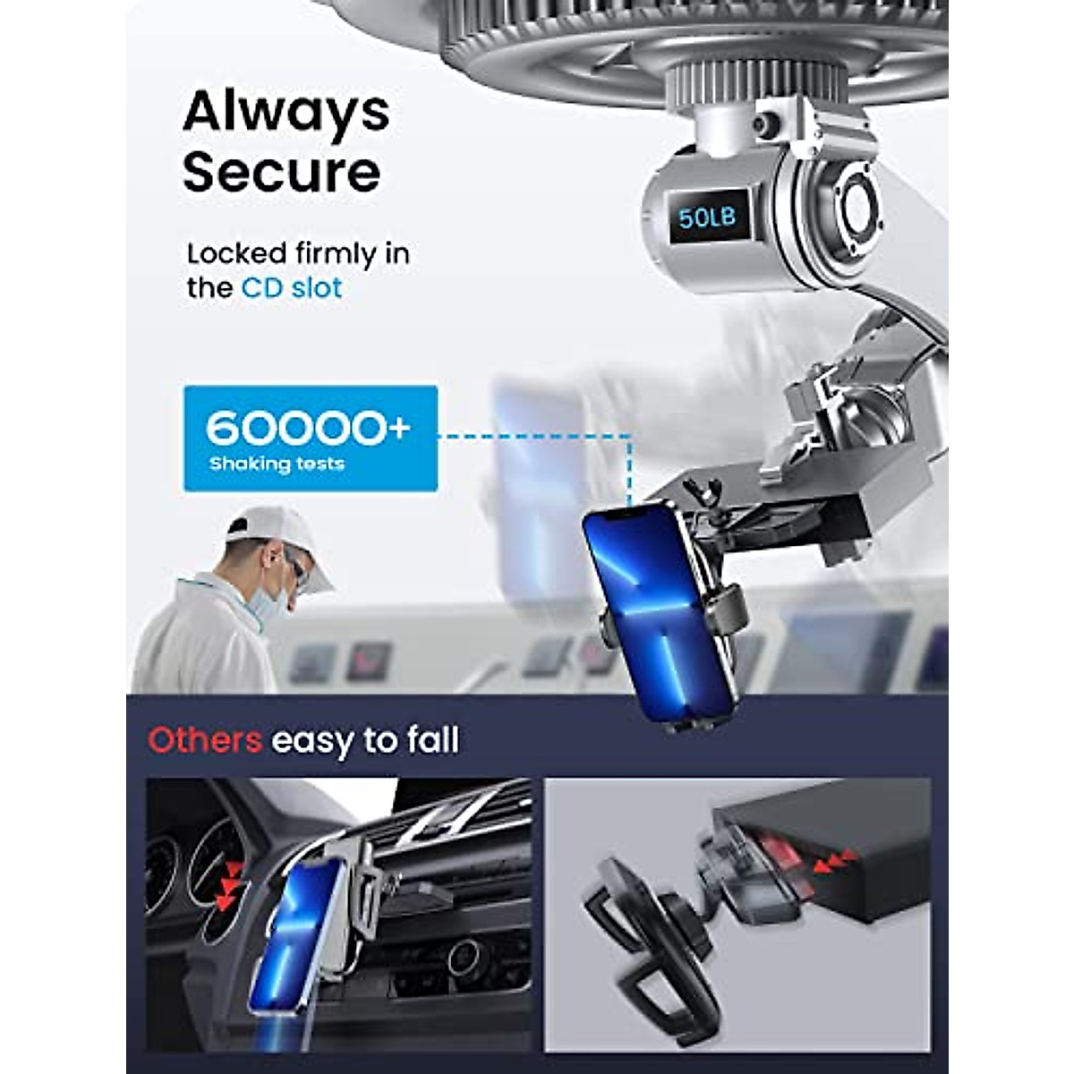 AINOPE CD Phone Holder for Car Ultra Sturdy Cell Phone Holder Car Mount Universal CD Slot Phone Holder Silicone Protection CD Phone Mount for Car Compatible with iPhone 14 Samsung S23 All Phones