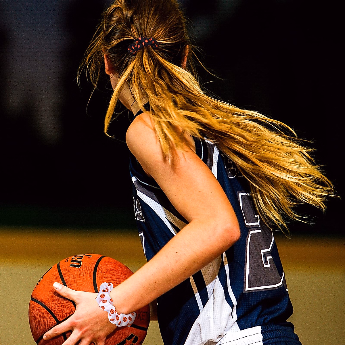 WILLBOND 20 Pcs Sport Hair Scrunchies Gifts Sports Scrunchy Elastic Silk Satin Scrunchies Hairband Ponytail Holder for Women Player Team Accessories(Basketball)