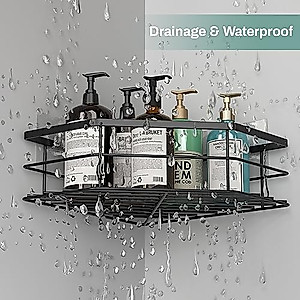 Gaclibl Corner Shower Caddy Replacement Adhesive Strips, 4Pcs Clear Wall Hooks for Hanging Organizer Shelves, Waterproof Plastic Sticky Pads for Bath Tile Inside Bathroom Kitchen, Flat 2 Hooks