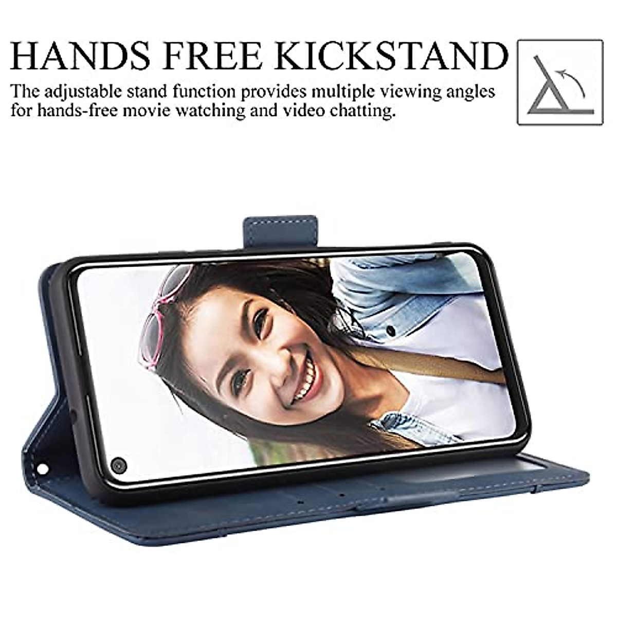 HualuBro HTC U20 5G Case, Magnetic Full Body Protection Shockproof Flip Leather Wallet Case Cover with Card Slot Holder for HTC U20 5G Phone Case (Blue)