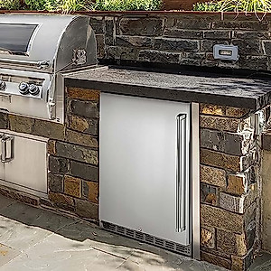 NewAir 24" Outdoor Beverage Refrigerator | 5.3 Cubic Feet Storage| Weatherproof Stainless Steel Fridge | Built-In or Freestanding Outdoor Patio Fridge For Beer, Wine, Food NCR053SS00