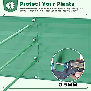 ONCEMORE Galvanized Raised Garden Bed for Vegetables Flowers Herbs, Metal Raised Garden Bed Kit with 2 PCS Tomato Cage, Gloves, Trellis Netting, Plant Labels, Plant Ties, Green 8×4×1FT