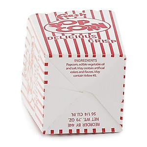 Snappy 44-E Red & White Open Top Popcorn Boxes, .8 Oz. 100Count