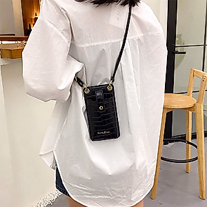 Cecety TM Cell Phone Purse Small Crossbody Bag Wallet Case for iPhone 13 12 11 Pro Max/Samsung Galaxy S20 S21 FE S22 A53 A52 (Black)