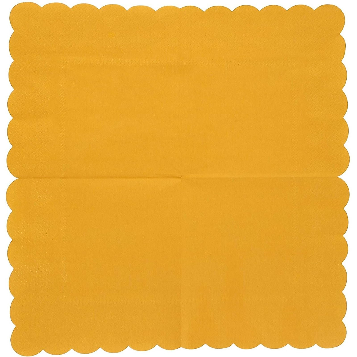 Juvale 100 Pack Mustard Yellow Paper Napkins - Scalloped Cocktail Napkins, Disposable for Wedding, Birthday Party (5x5 In)