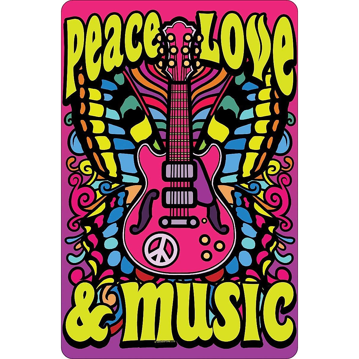 NINGFEI Wall Decor Metal Signs The Only Way to Live, Peace, Love & Music Small Tin Sign 8" x 12" for Laundry Room Garden Home Garage Ranch Decorative Sign