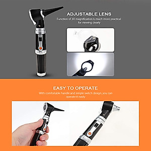 Otoscope Kit,Professional Diagnostic Ear Care Tool with 3.0V LED Bulb, 3X Magnification, 4 Speculum Tips Size - for Children, Adults, Pets, etc.