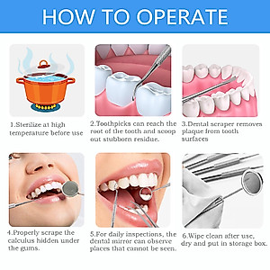 SENLMLER Dental Tools, Professional Plaque Remover Teeth Cleaning Tool Kit, Stainless Steel Dental Pick Tartar Scraper Tooth Cleaner, Oral Care Hygiene Set for Dentist Personal Pets with Storage Box